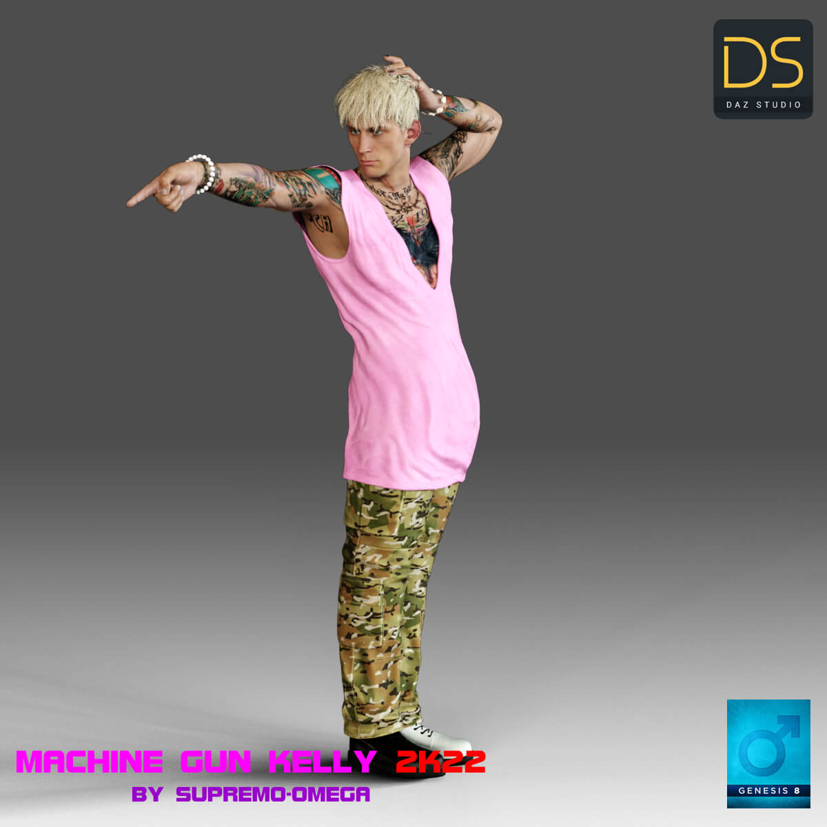 Machine Gun Kelly 2K22 for G8 Male - Daz Content by supremoomega