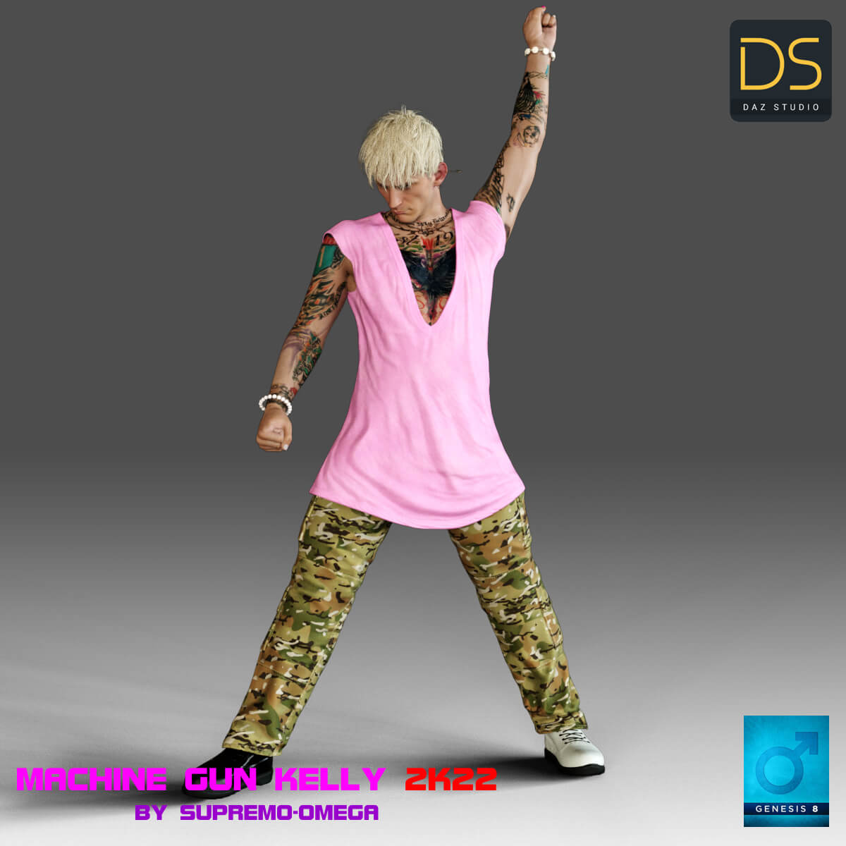 Machine Gun Kelly 2K22 for G8 Male - Daz Content by supremoomega