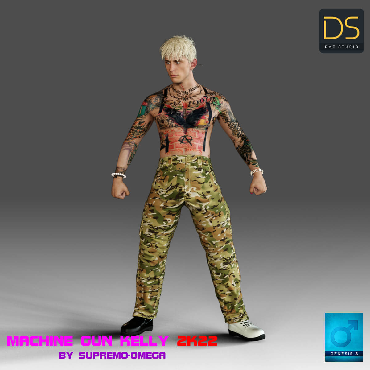 Machine Gun Kelly 2K22 for G8 Male - Daz Content by supremoomega