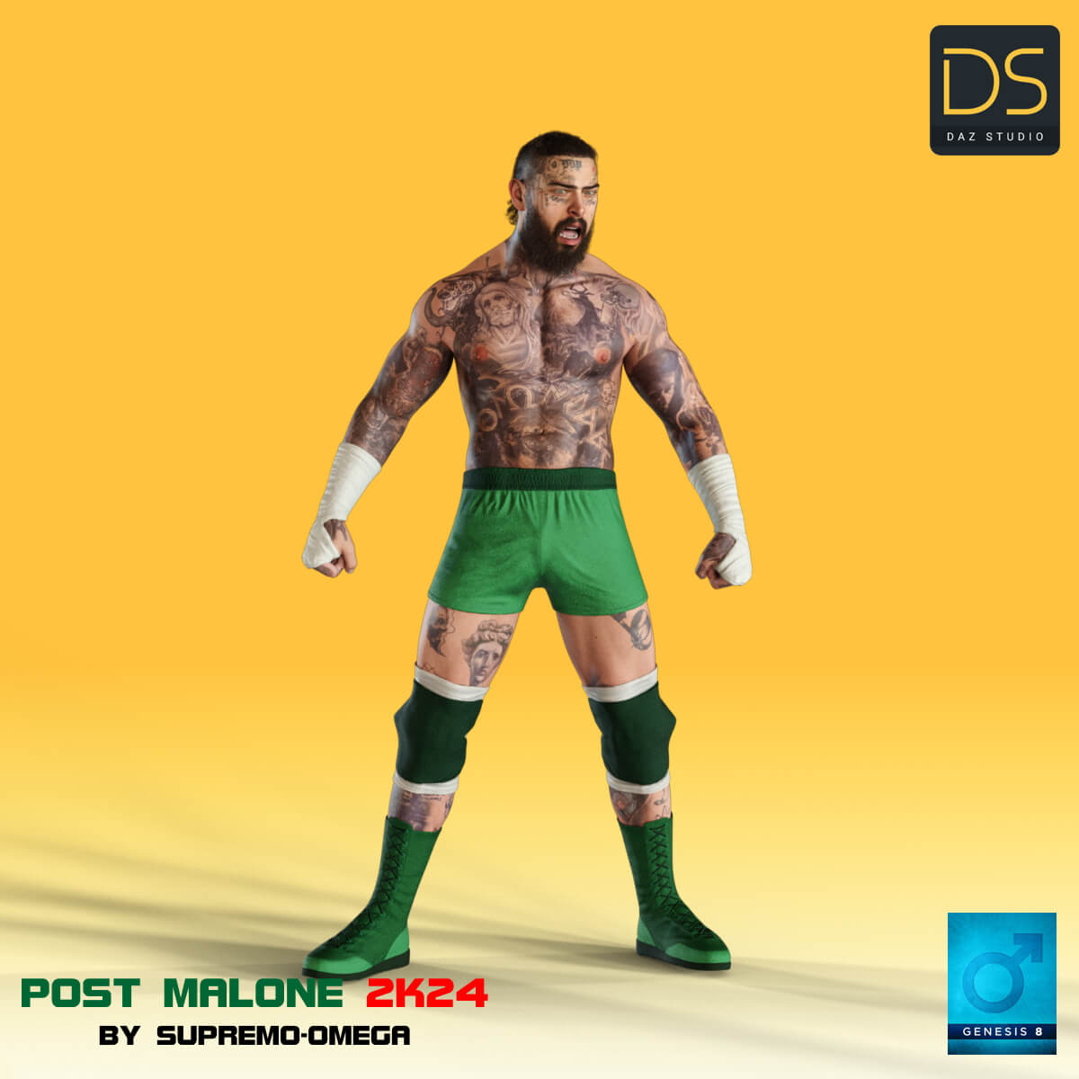 Post Malone 2K24 for G8 Male - Daz Content by supremoomega