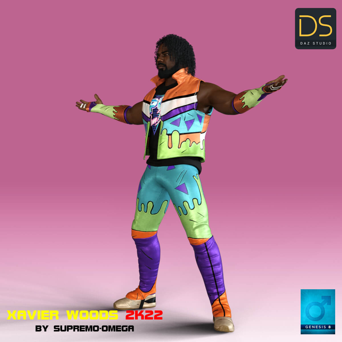 Xavier Woods 2K22 for G8 Male - Daz Content by supremoomega