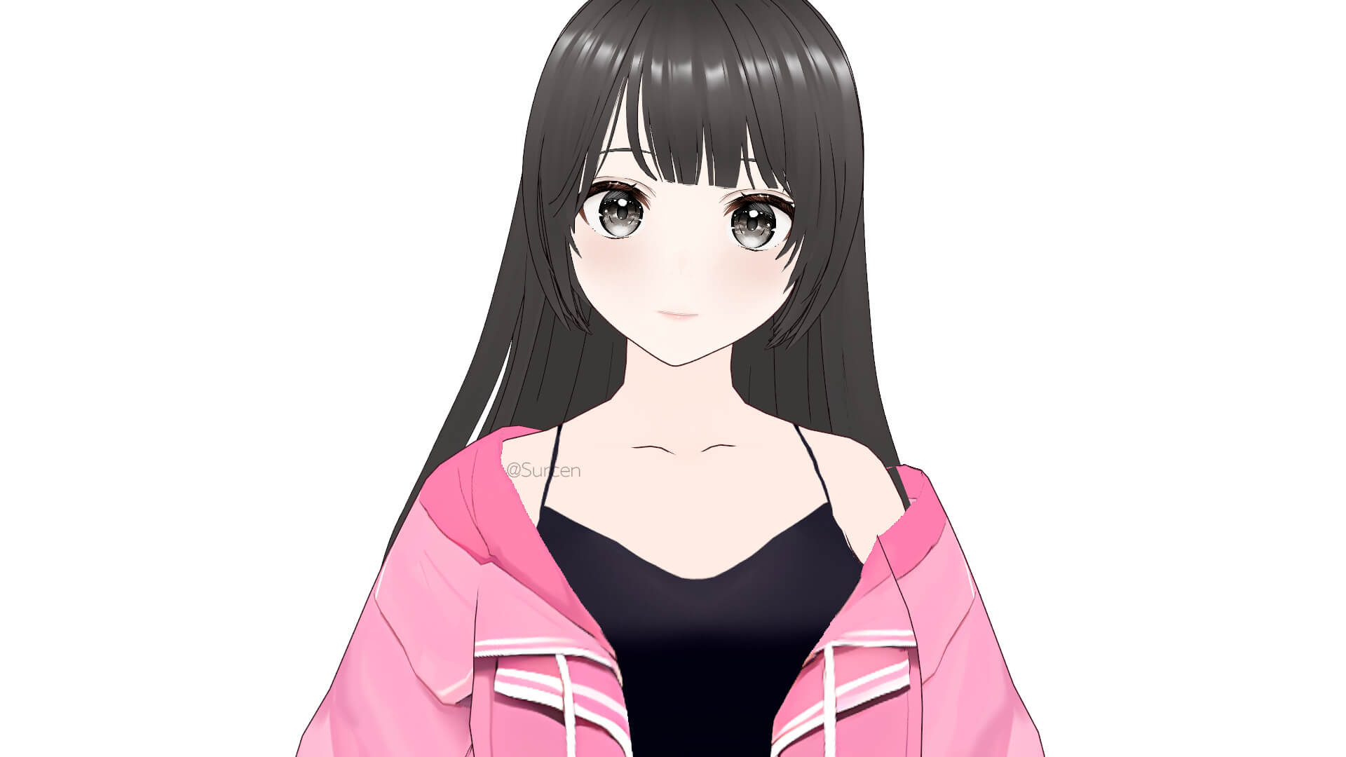 Cute Anime Girl With Jacket 3D Model by Surcen