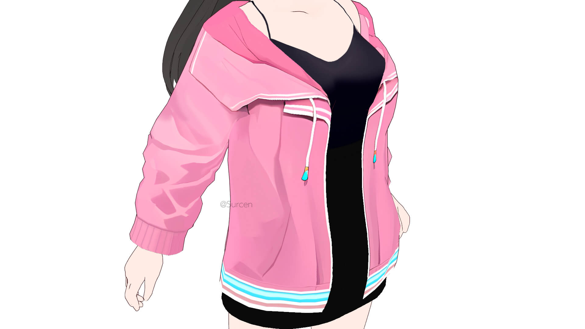 Cute Anime Girl With Jacket 3D Model by Surcen