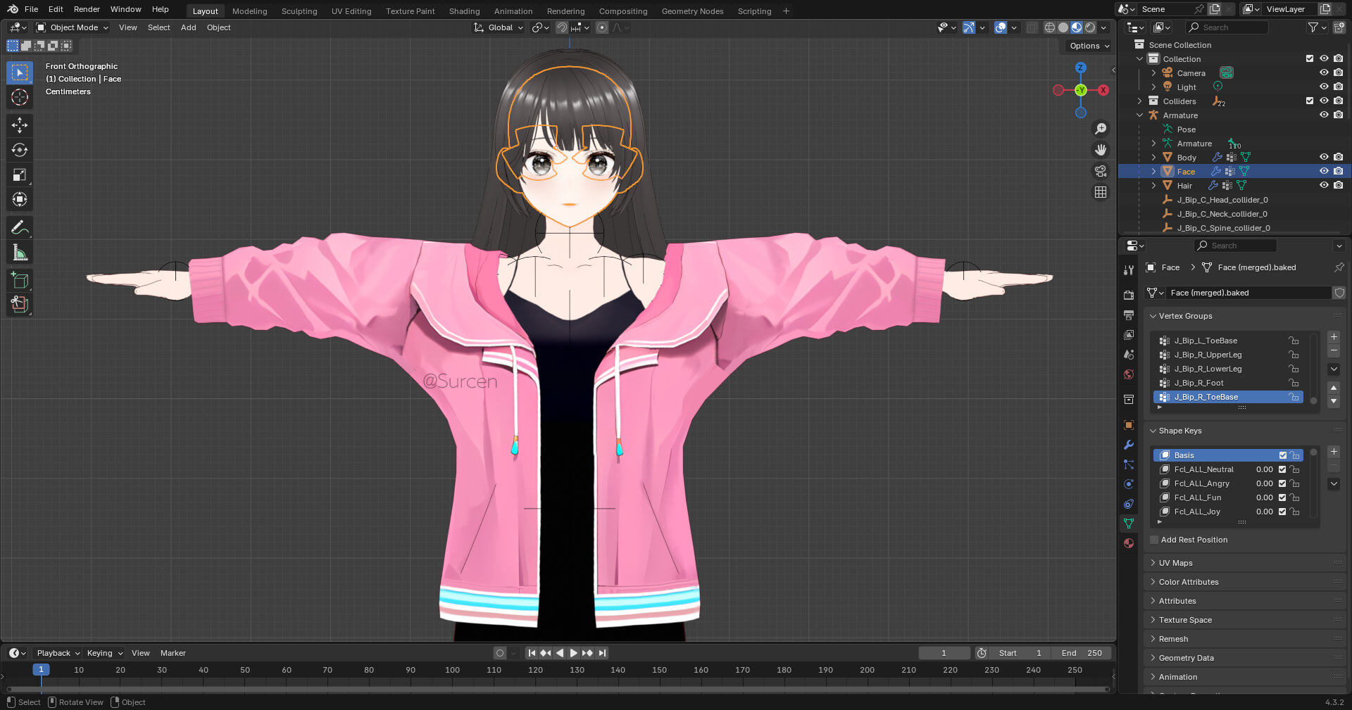 Cute Anime Girl With Jacket 3D Model by Surcen