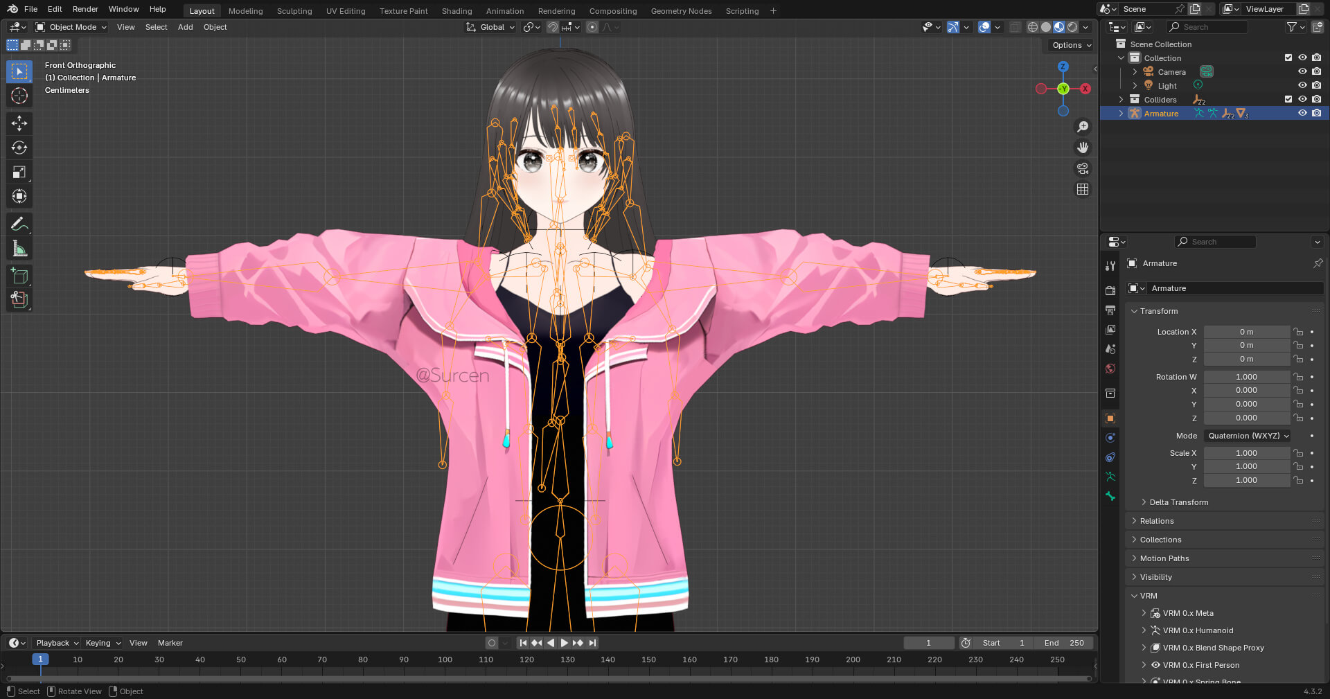 Cute Anime Girl With Jacket 3D Model by Surcen
