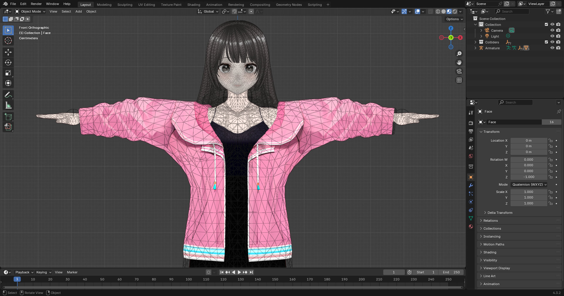 Cute Anime Girl With Jacket 3D Model by Surcen