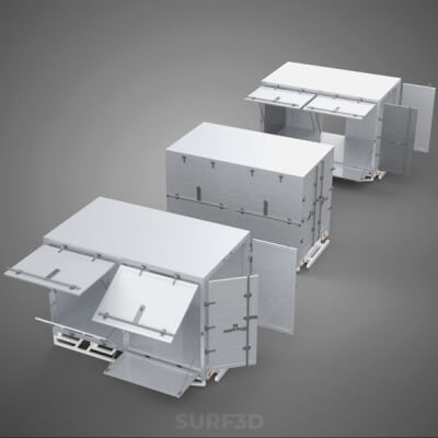 3 Collection Frame Structure Box Truck Cargo Pickup Freight - 3D Model ...