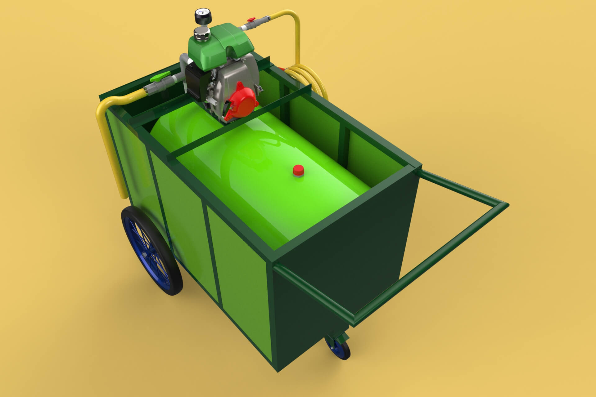 Agriculture Tank Garden Sprayer Trolley Washing Cart Press - 3D Model ...