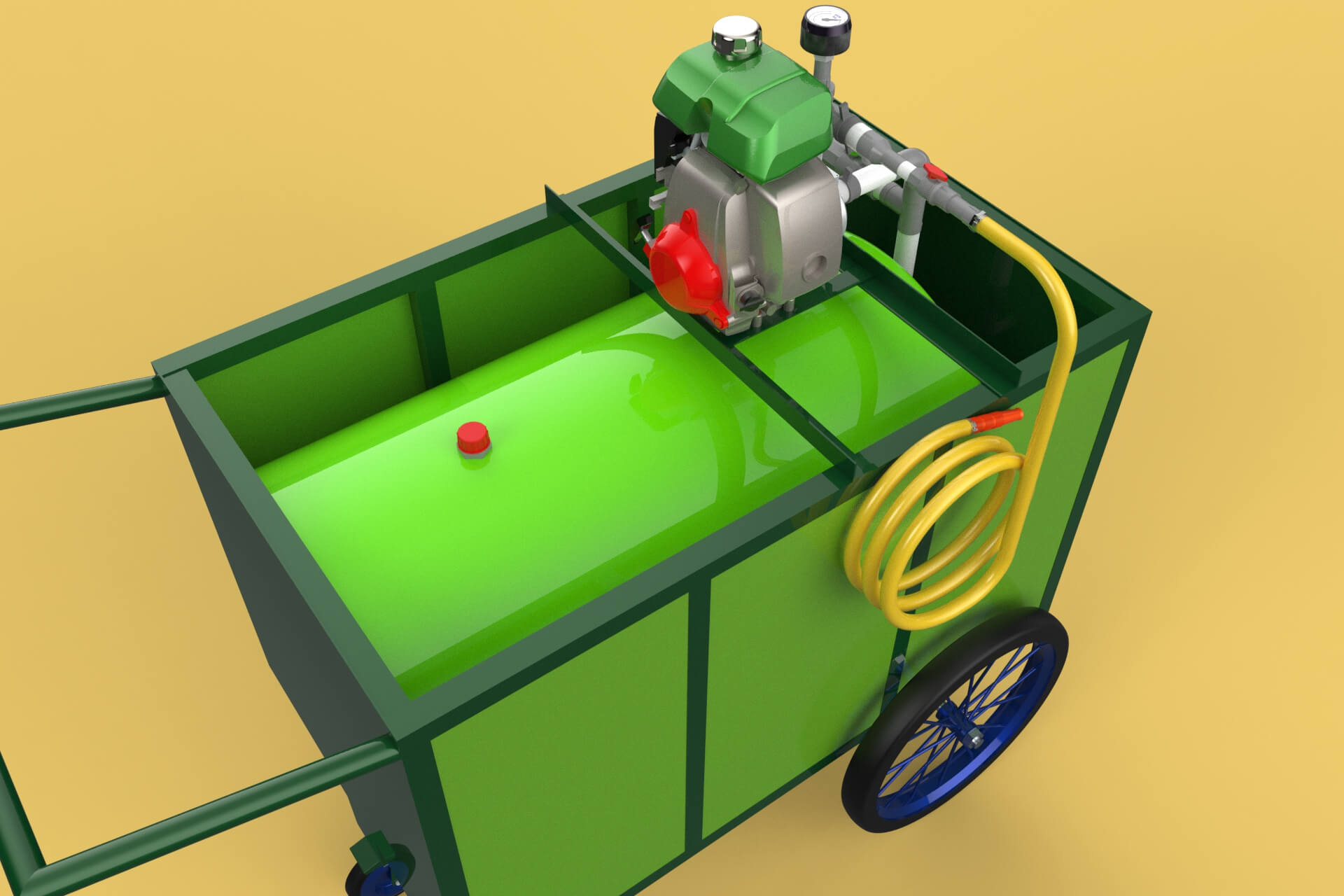 Agriculture Tank Garden Sprayer Trolley Washing Cart Press - 3D Model ...