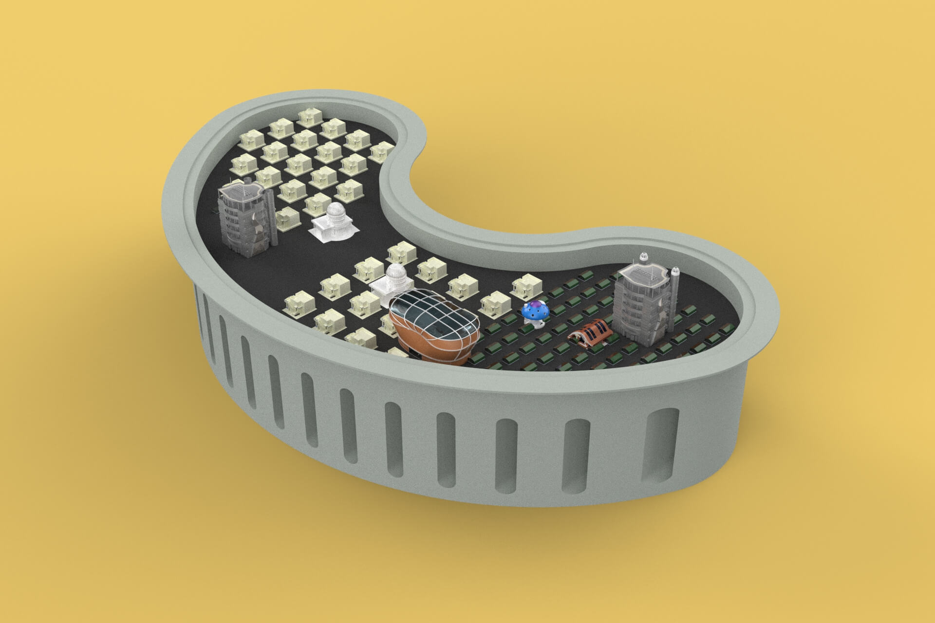 Anti Tsunami Building Wall Innovation Concept - 3D Model by surf3d