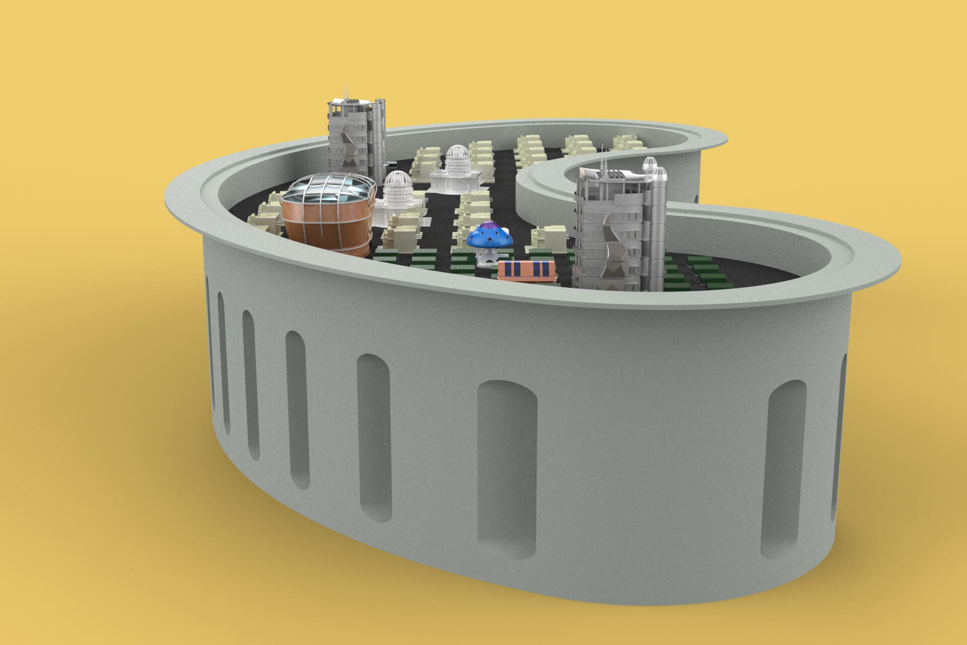 Anti Tsunami Building Wall Innovation Concept - 3D Model by surf3d