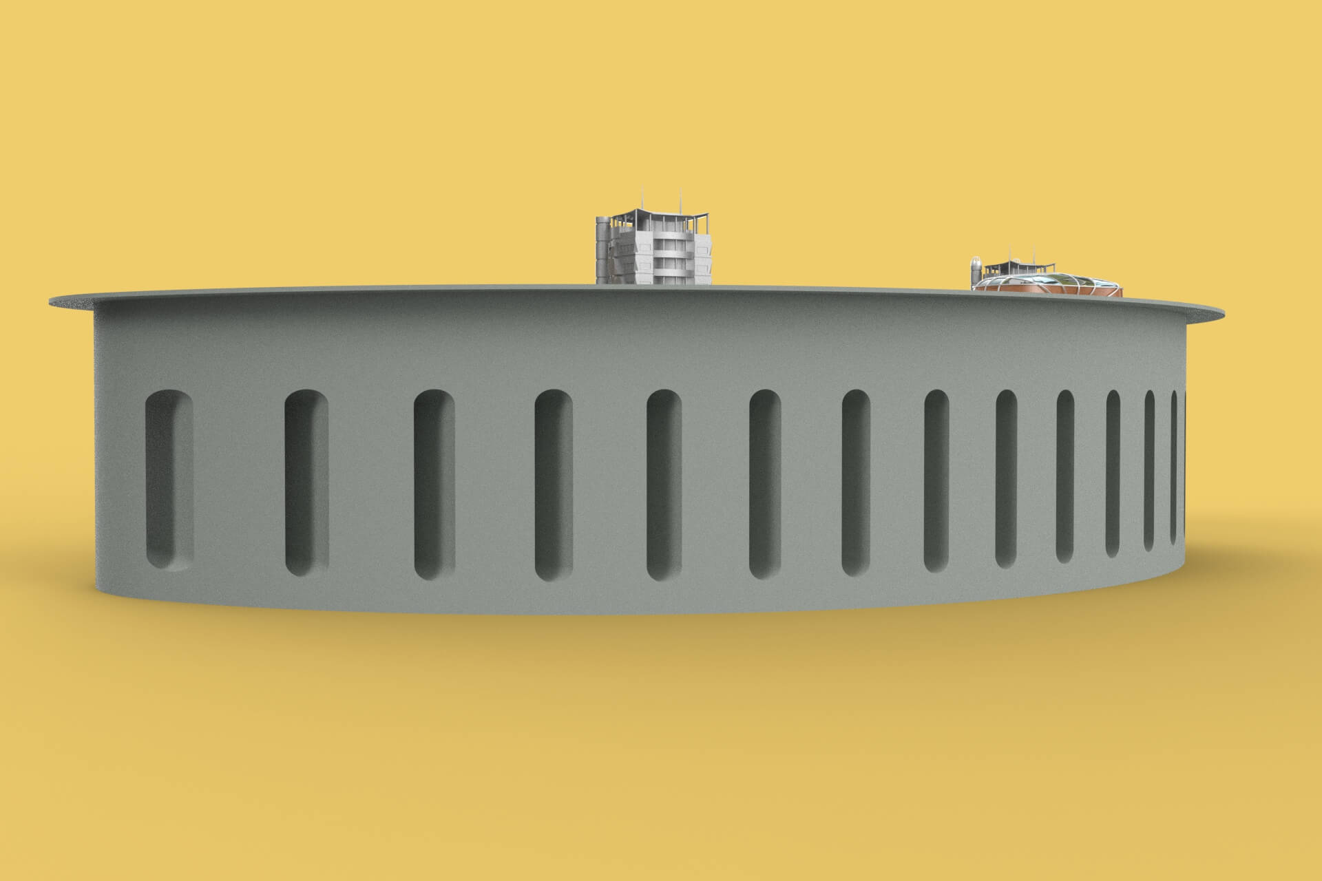 Anti Tsunami Building Wall Innovation Concept - 3D Model by surf3d