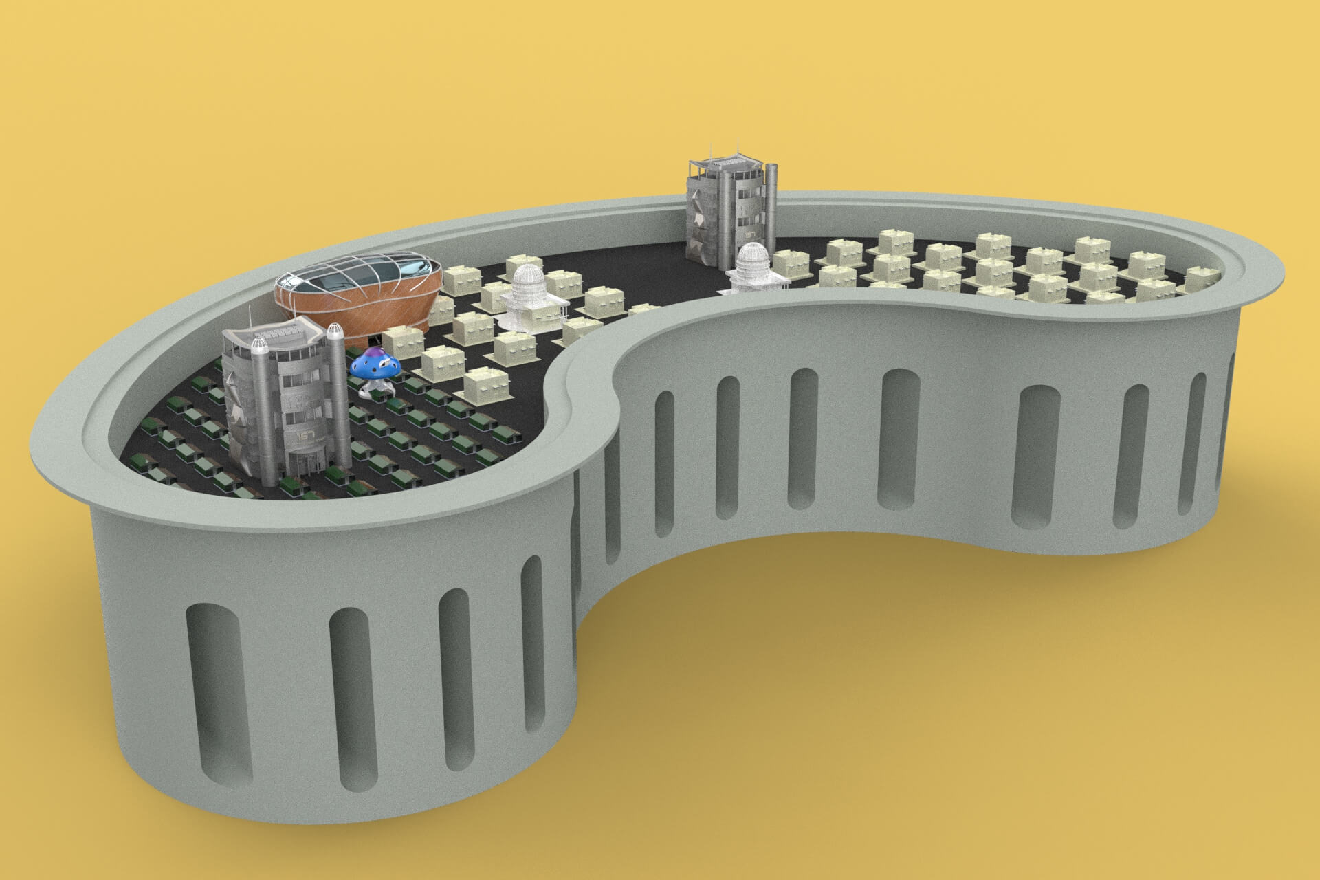 Anti Tsunami Building Wall Innovation Concept - 3D Model by surf3d