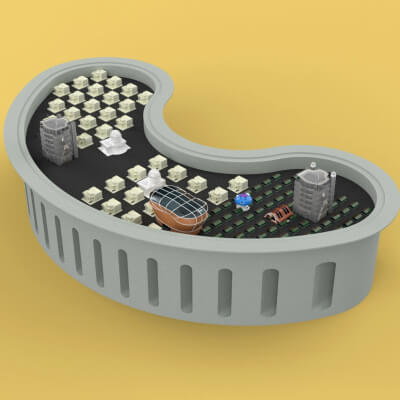 Anti Tsunami Building Wall Innovation Concept - 3D Model by surf3d