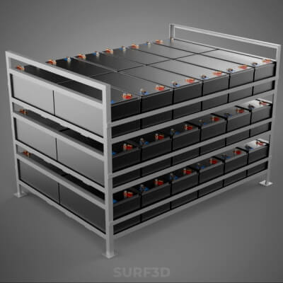 Array Battery Rack System Energy Storage Backup Power Bank - 3D Model ...