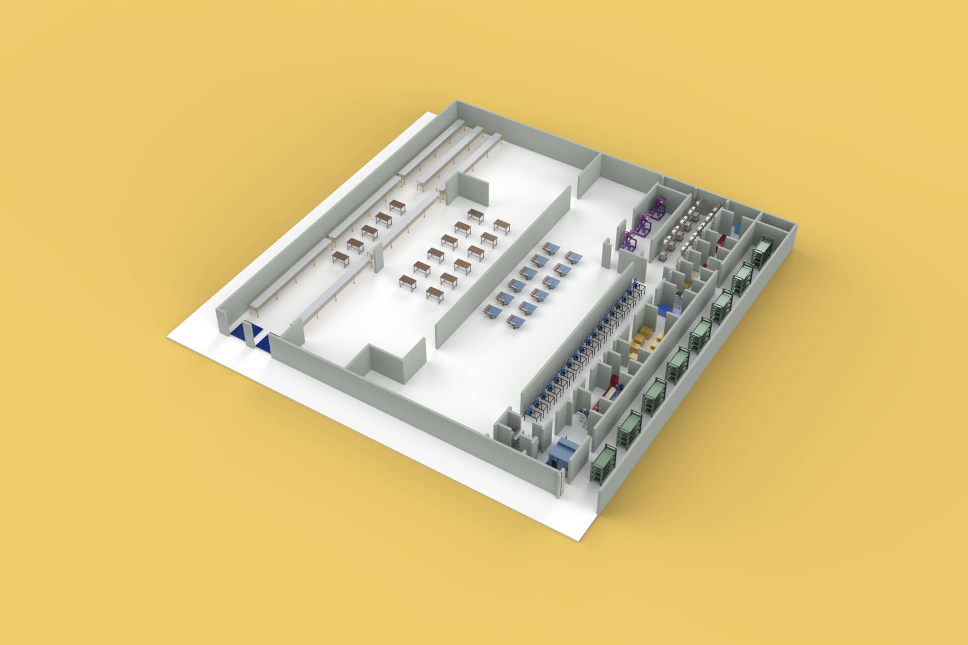 Assembling Workshop Factory Industrial Floor Plan Production - 3D Model ...