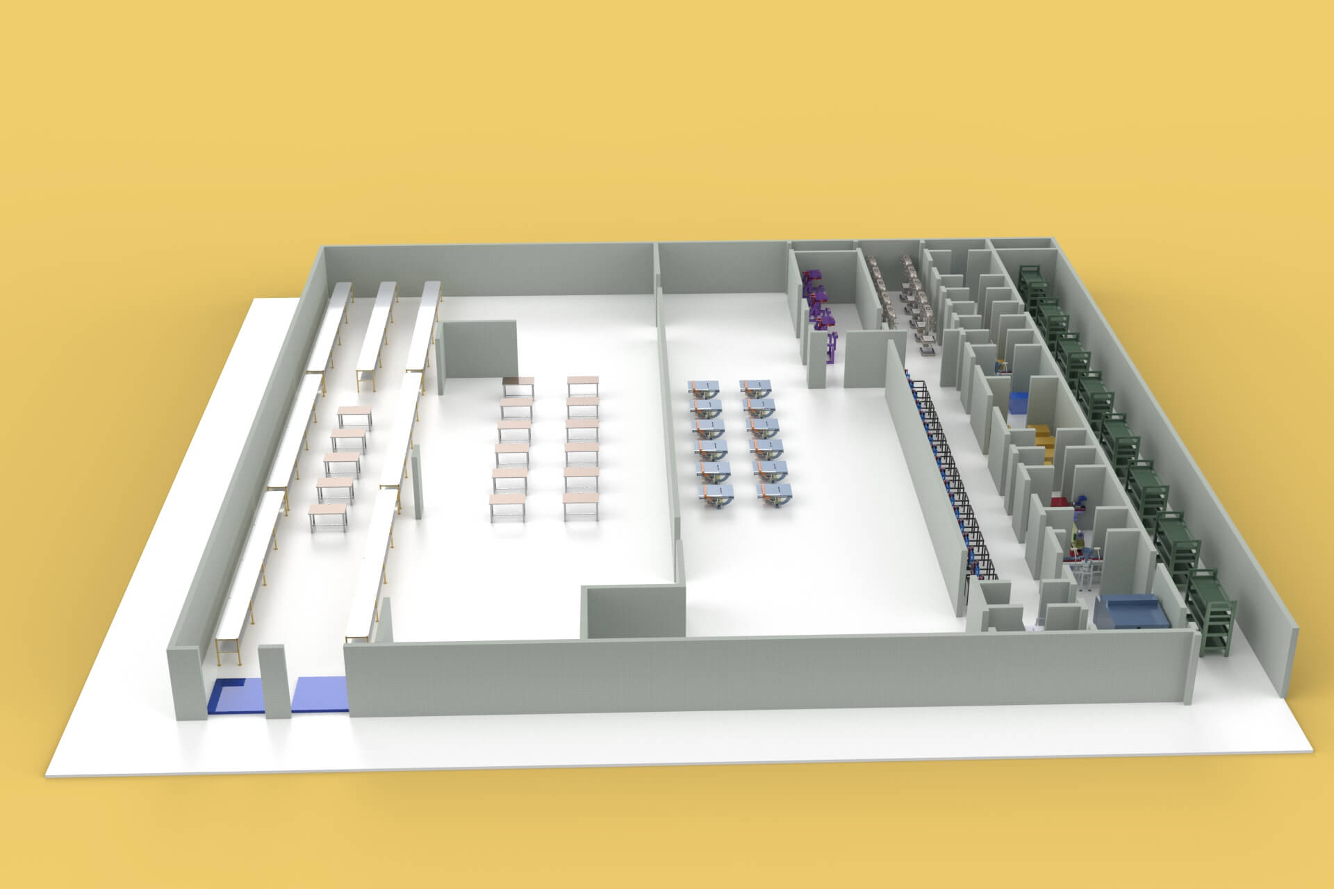 Assembling Workshop Factory Industrial Floor Plan Production - 3D Model ...