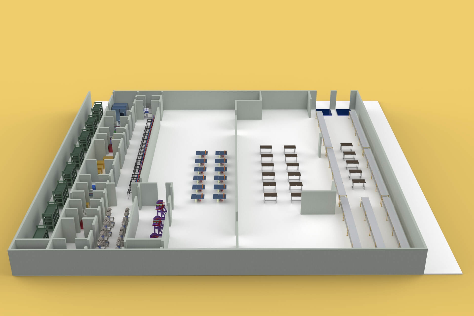 Assembling Workshop Factory Industrial Floor Plan Production - 3D Model ...