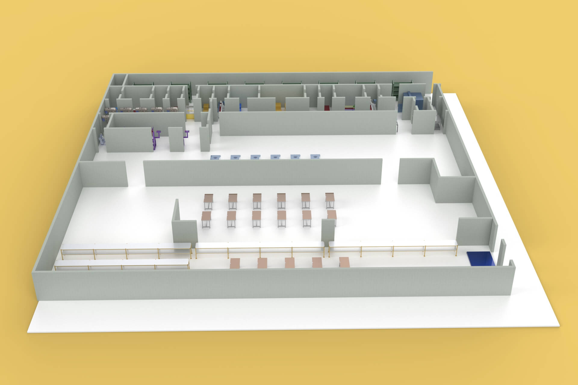 Assembling Workshop Factory Industrial Floor Plan Production - 3D Model ...