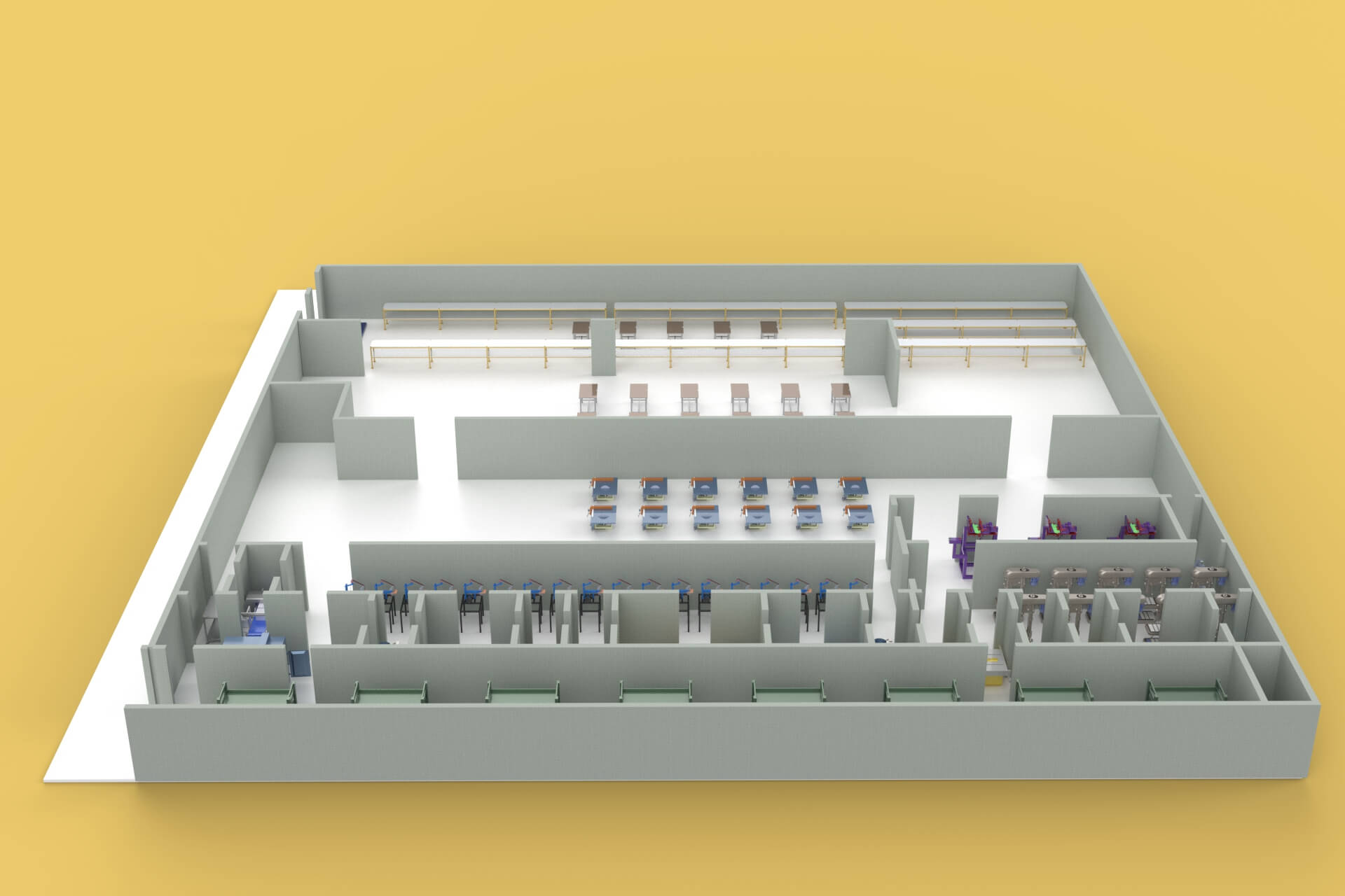 Assembling Workshop Factory Industrial Floor Plan Production - 3D Model ...