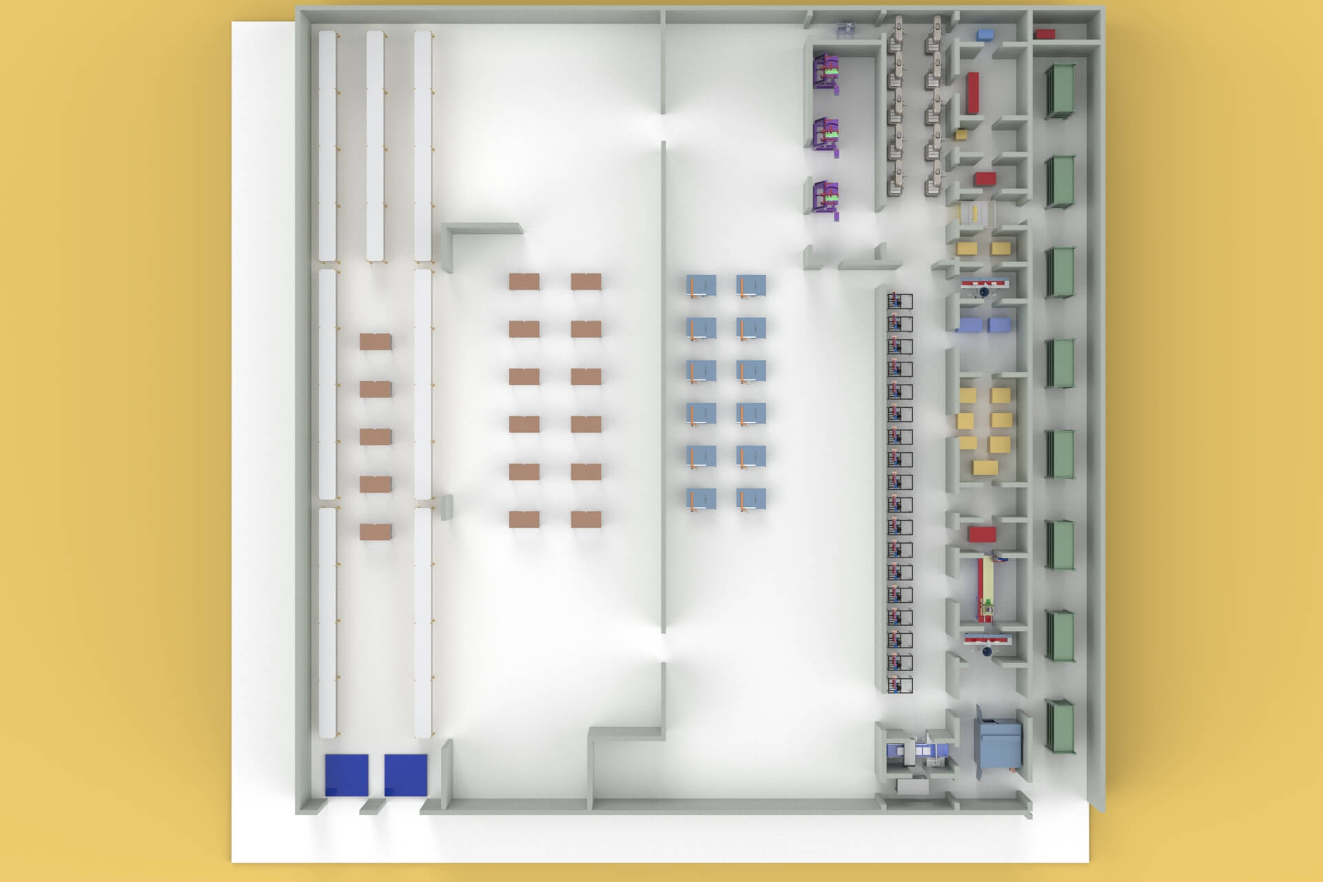 Assembling Workshop Factory Industrial Floor Plan Production - 3D Model ...