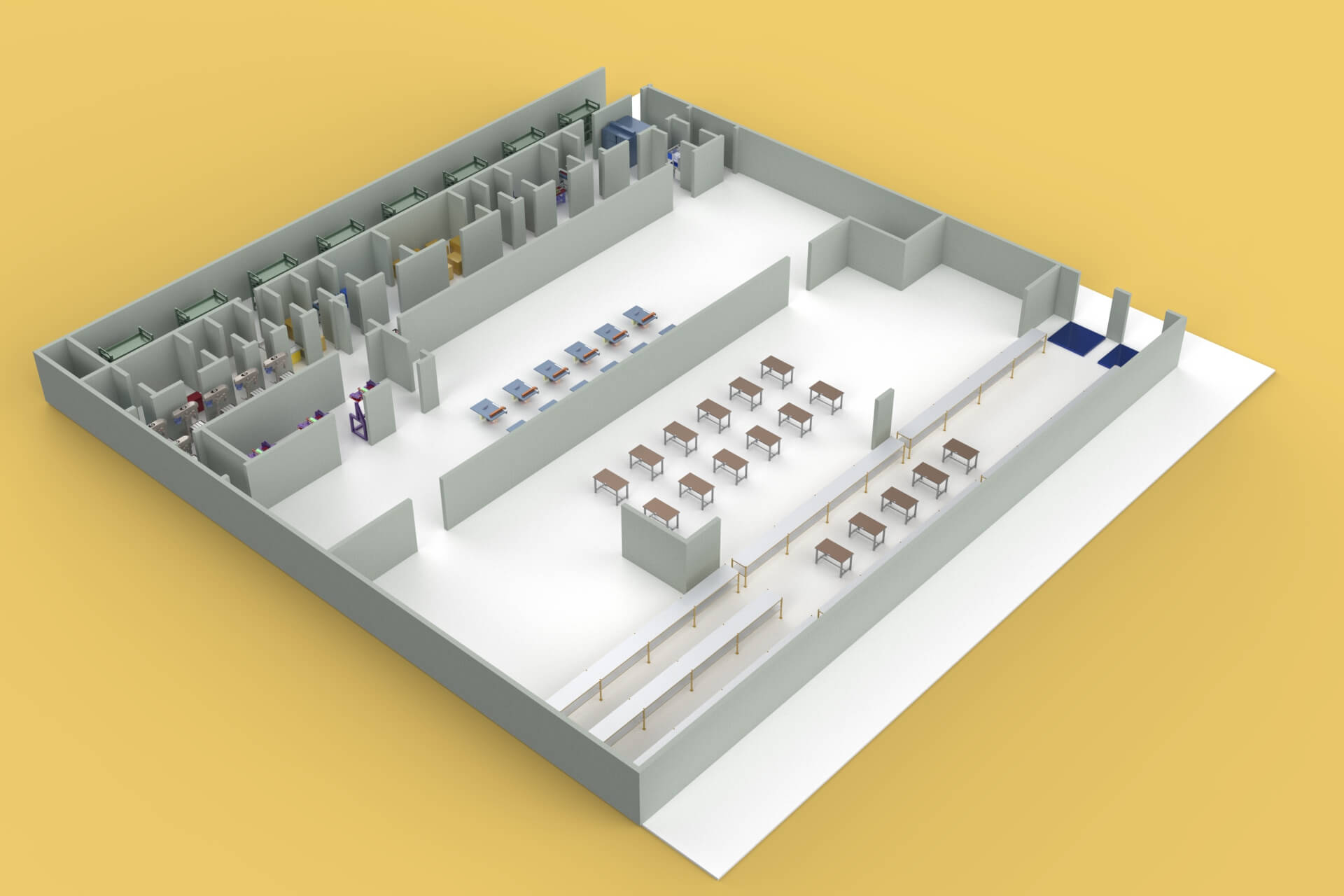 Assembling Workshop Factory Industrial Floor Plan Production - 3D Model ...