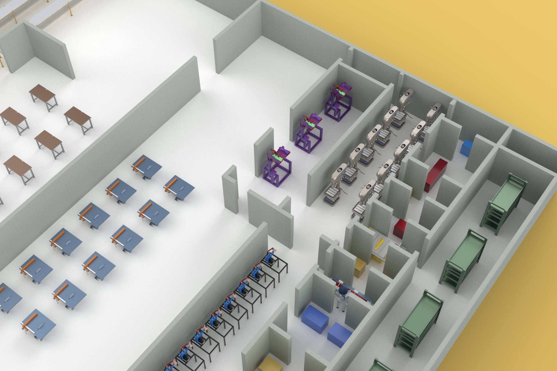 Assembling Workshop Factory Industrial Floor Plan Production - 3D Model ...
