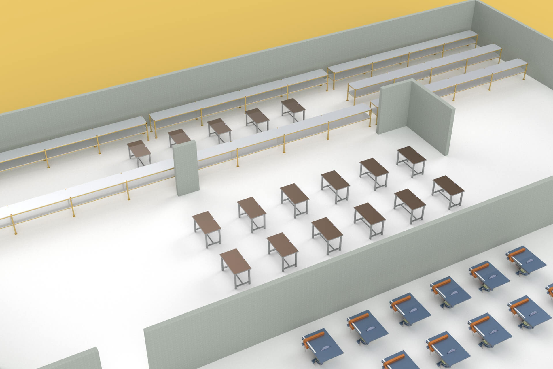 Assembling Workshop Factory Industrial Floor Plan Production - 3D Model ...