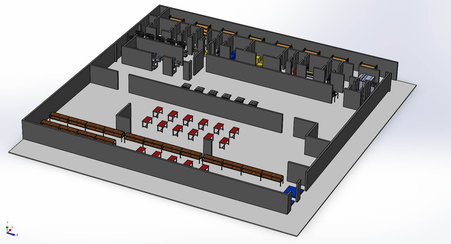 Assembling Workshop Factory Industrial Floor Plan Production - 3D Model ...