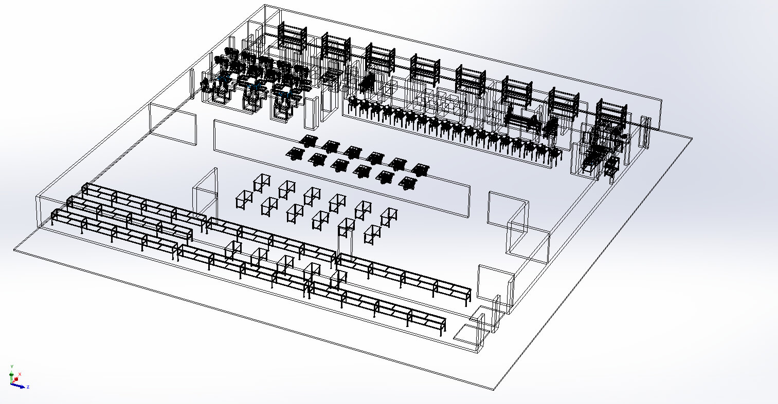 Assembling Workshop Factory Industrial Floor Plan Production - 3D Model ...