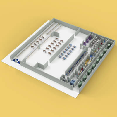 Assembling Workshop Factory Industrial Floor Plan Production - 3D Model ...