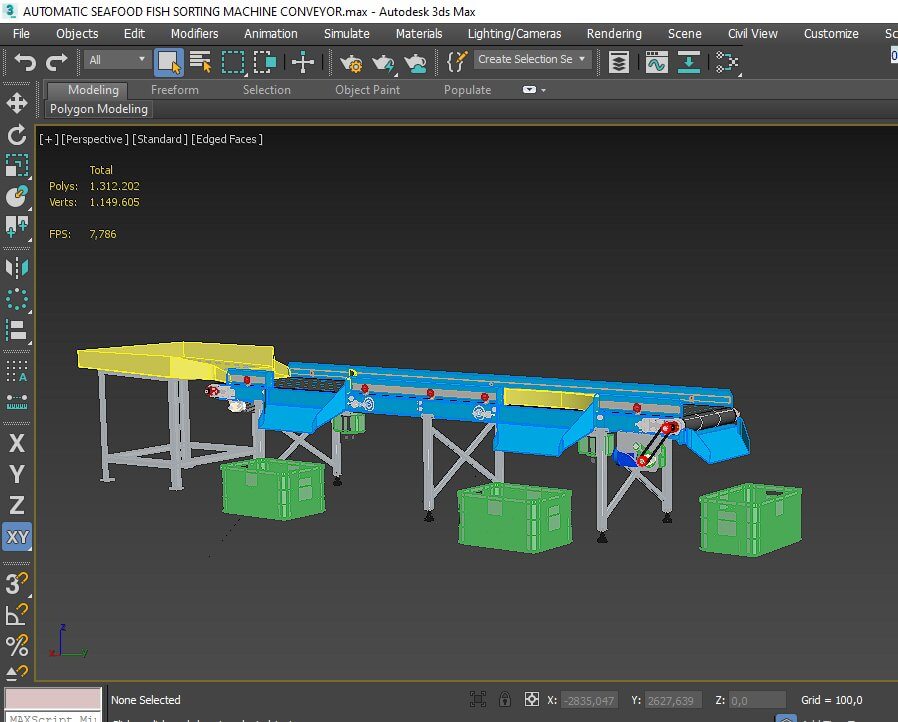 Automatic Seafood Fish Sorting Machine Conveyor - 3D Model by surf3d