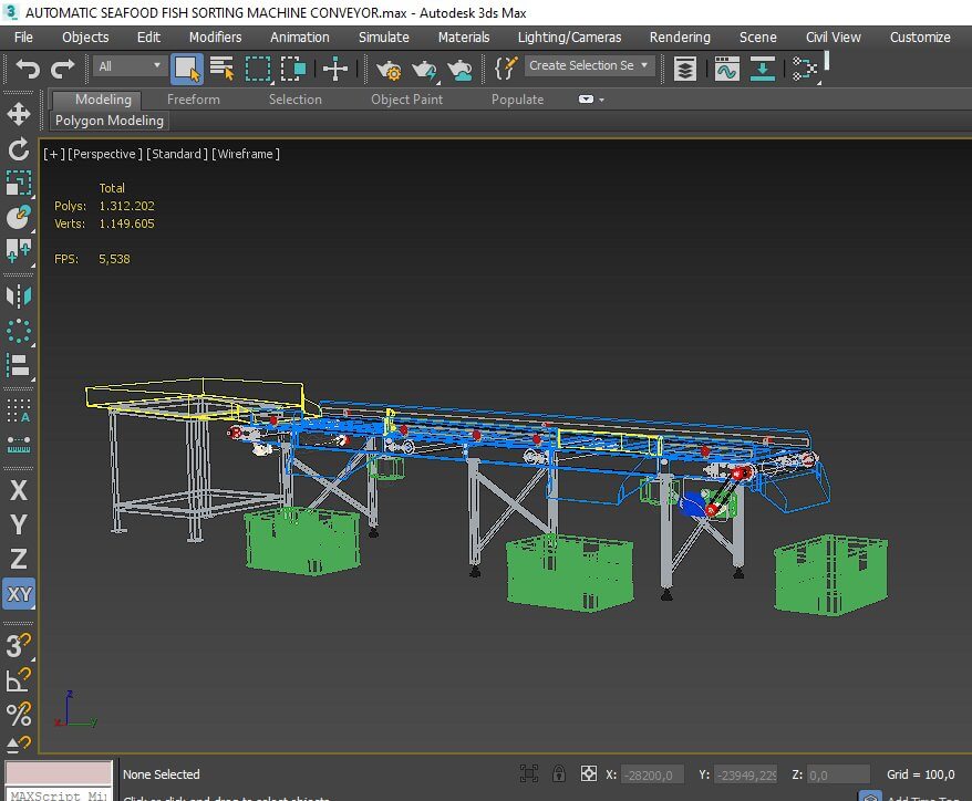 Automatic Seafood Fish Sorting Machine Conveyor - 3D Model by surf3d
