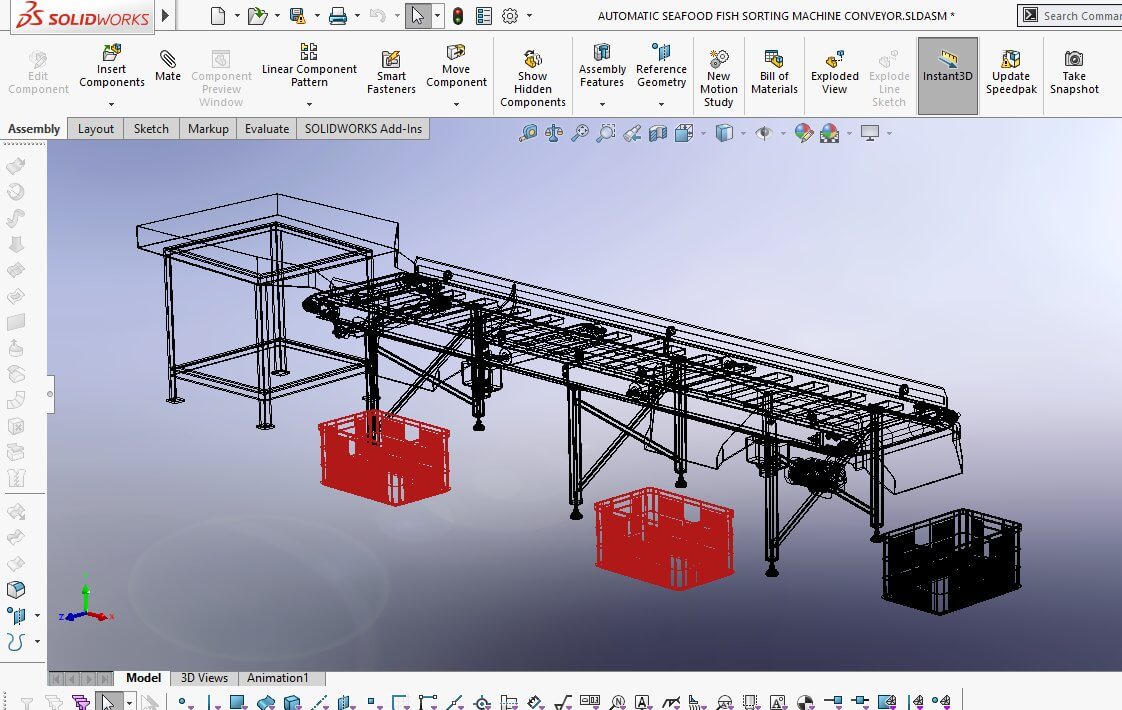 Automatic Seafood Fish Sorting Machine Conveyor - 3D Model by surf3d