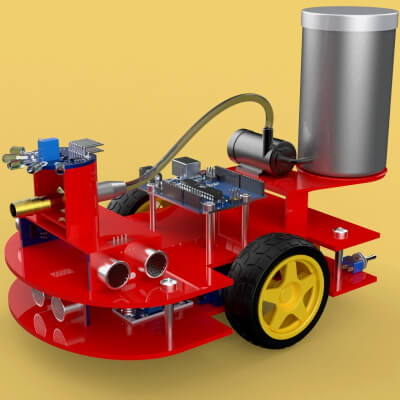Autonomous Fire Fighting Robot Vehicle Extinguisher Sprayer - 3D Model ...