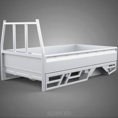Bakkie Ute Pickup Truck Flatbed Chassis Back Tray Headboard - 3D Model ...