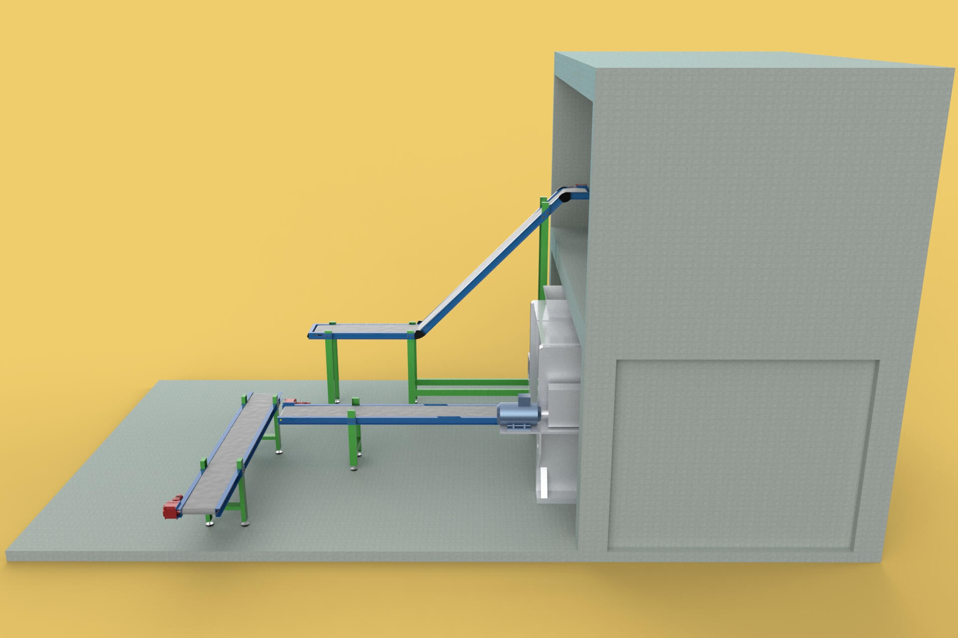 Belt Conveyor Ribbon Mixer Blender Production Line Warehouse - 3D Model ...