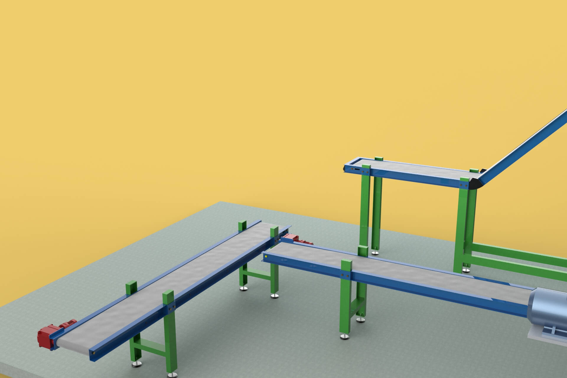 Belt Conveyor Ribbon Mixer Blender Production Line Warehouse - 3D Model by surf3d
