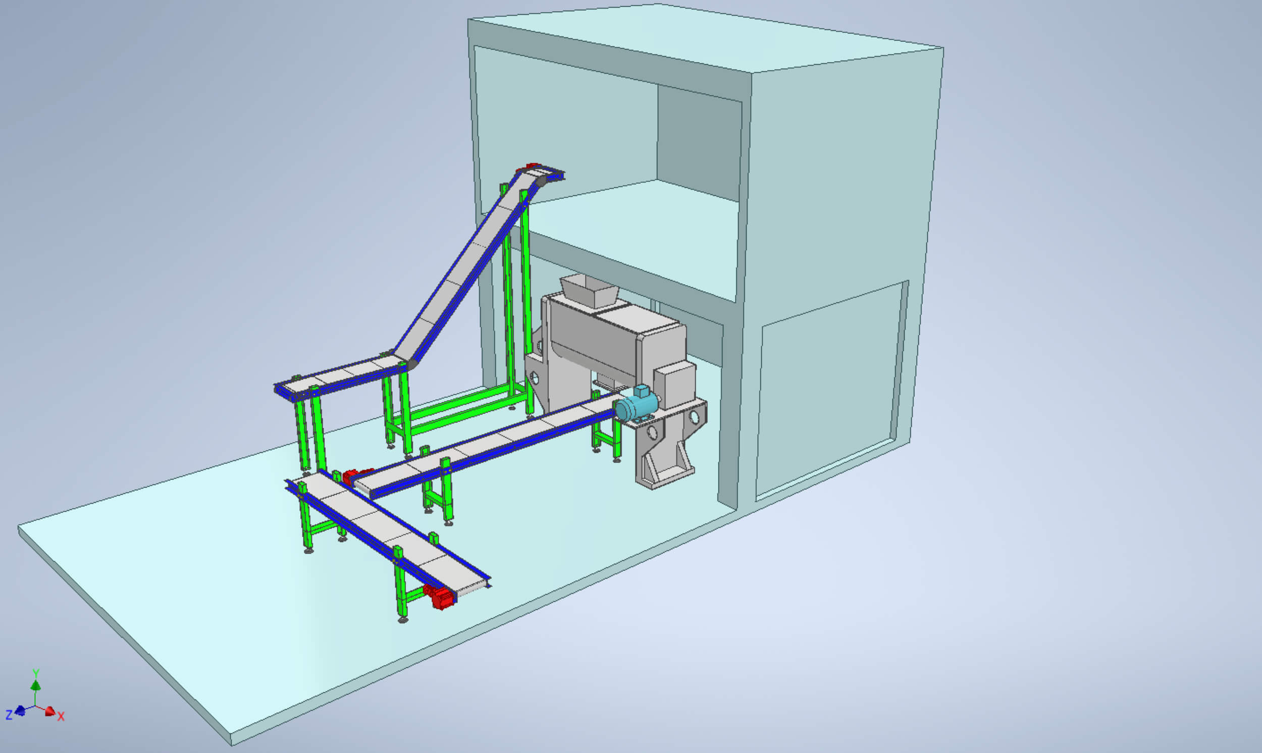 Belt Conveyor Ribbon Mixer Blender Production Line Warehouse - 3D Model ...