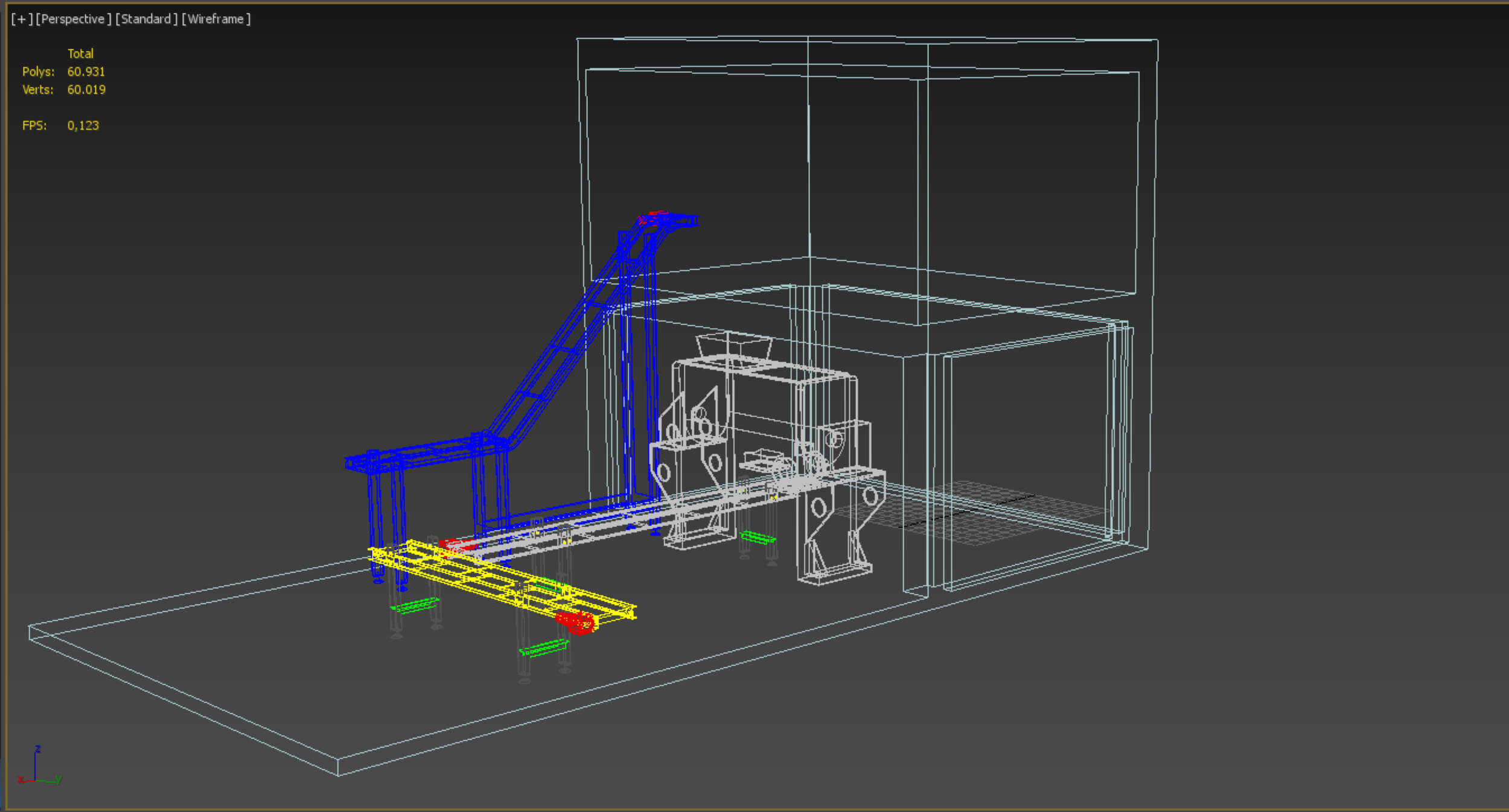 Belt Conveyor Ribbon Mixer Blender Production Line Warehouse - 3D Model by surf3d