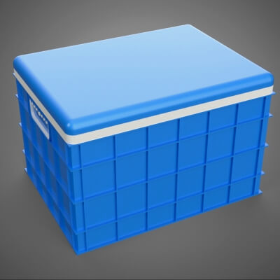 Blue Plastic Cold Box Storage Crate Container Ice Cream Cool - 3D Model ...
