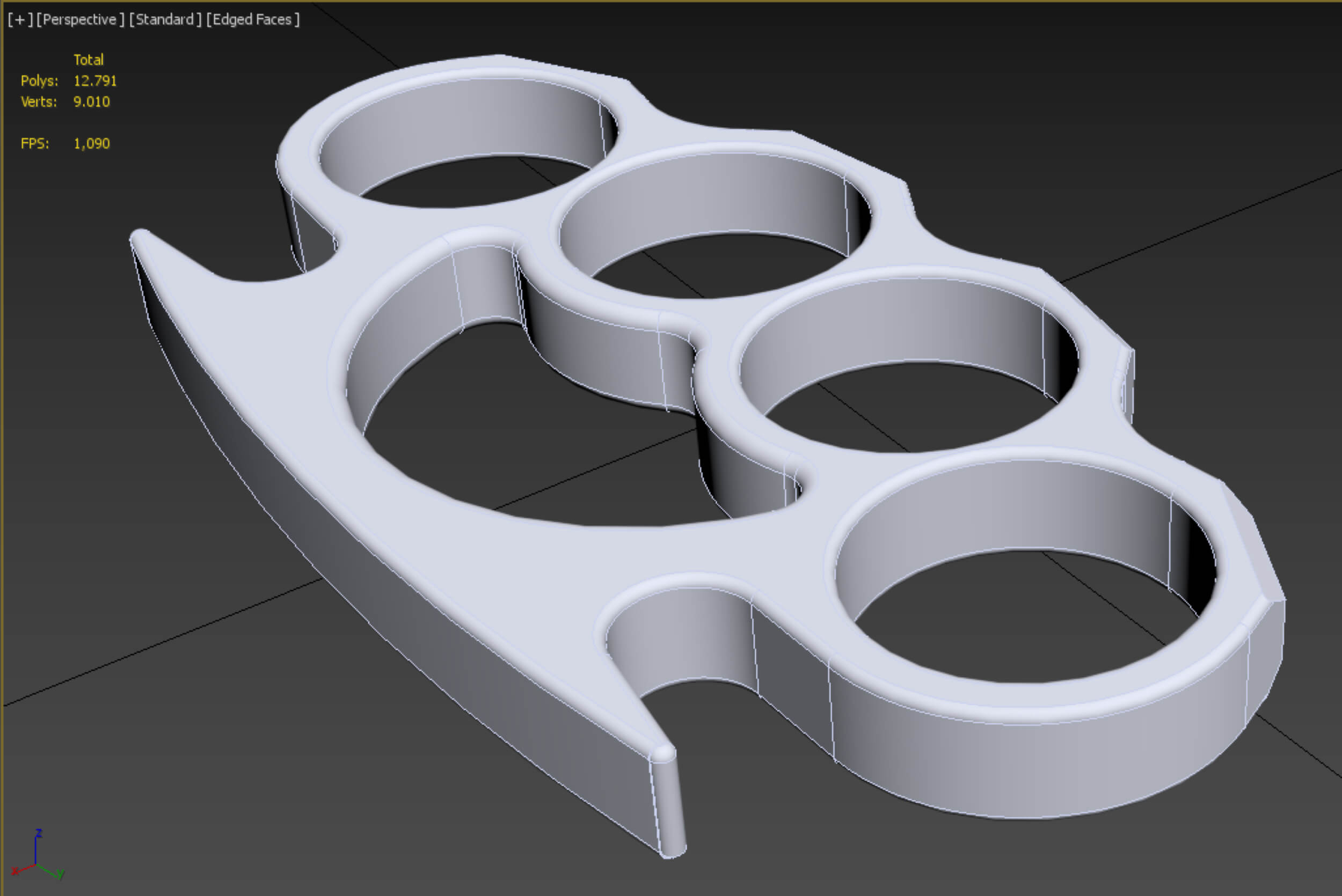 Brass Knuckles Knuckle Duster Self Defense Fist Load Grip - 3D Model by ...