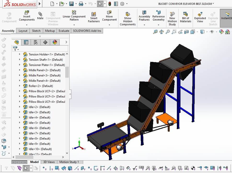 Bucket Elevator Conveyor - 3D Model by surf3d