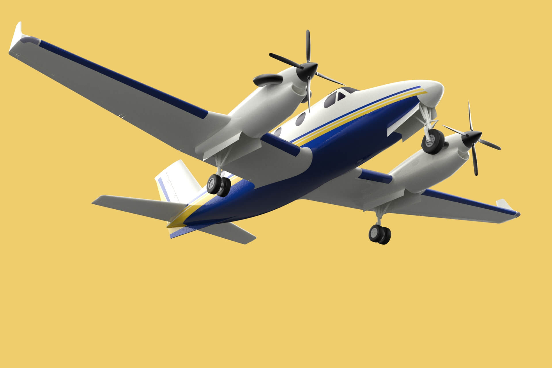 Business Executive Jet Plane Aircraft Turboprop Twin Engine - 3D Model ...