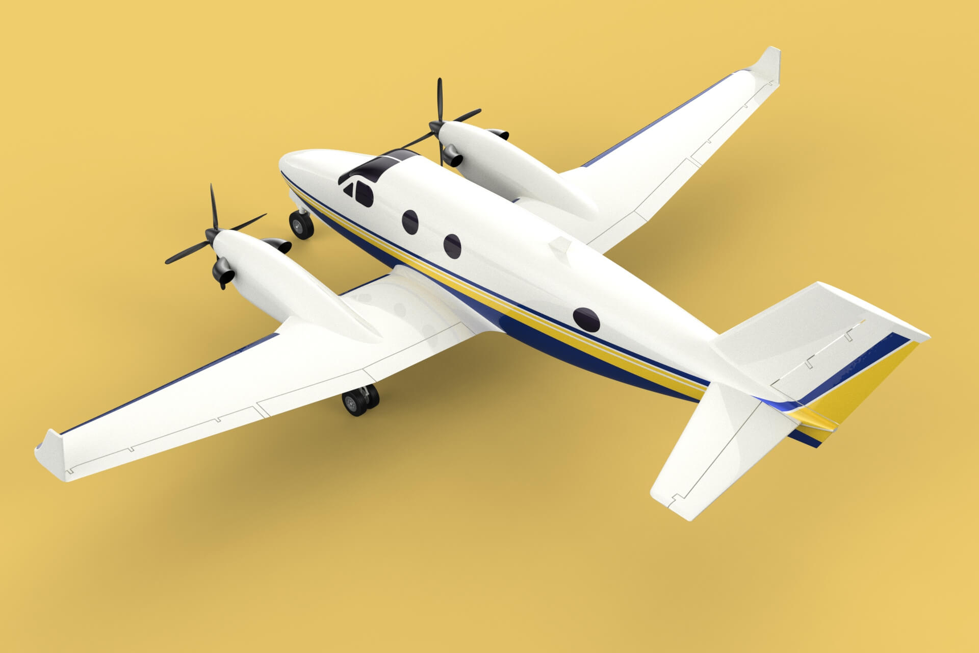 Business Executive Jet Plane Aircraft Turboprop Twin Engine - 3D Model ...