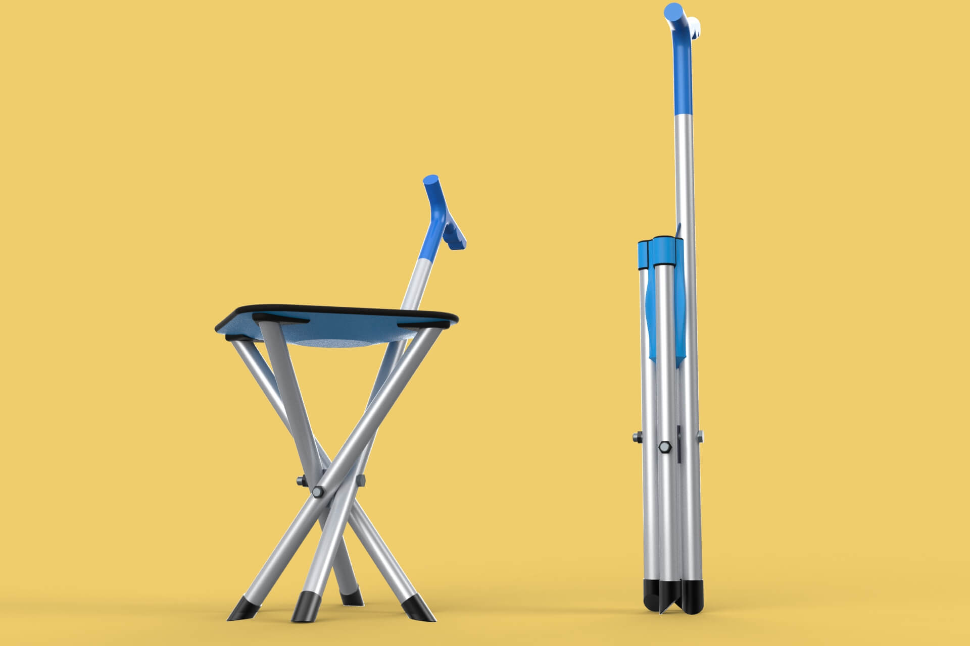 Cane Stick Chair Walker Seat Stool Pole Crutch Fold Portable - 3D Model ...