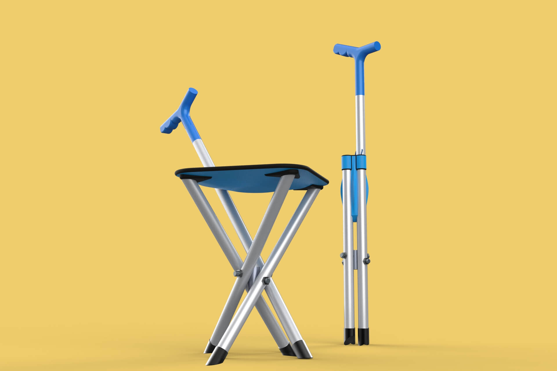 Cane Stick Chair Walker Seat Stool Pole Crutch Fold Portable - 3D Model ...