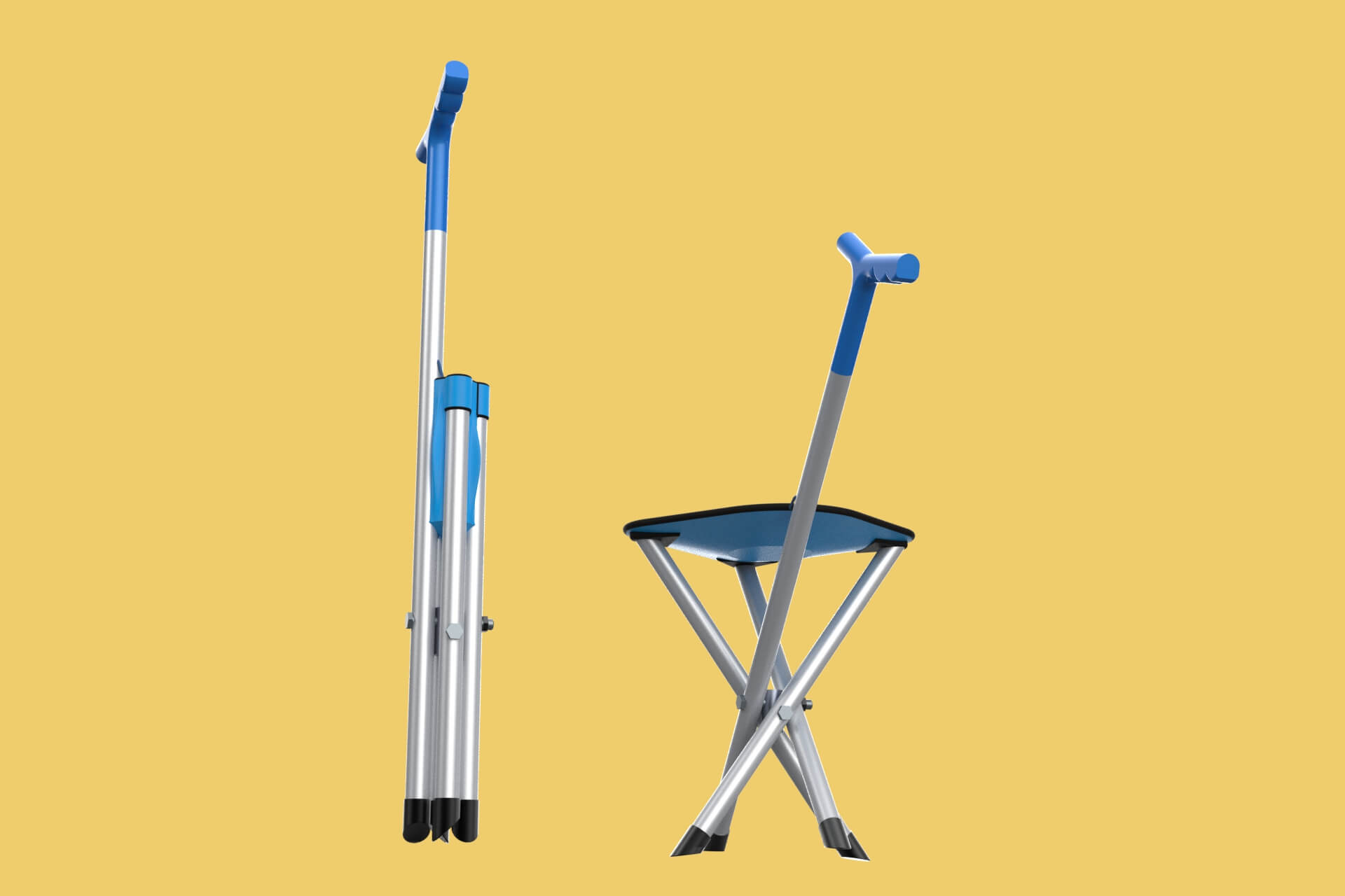 Cane Stick Chair Walker Seat Stool Pole Crutch Fold Portable - 3D Model ...