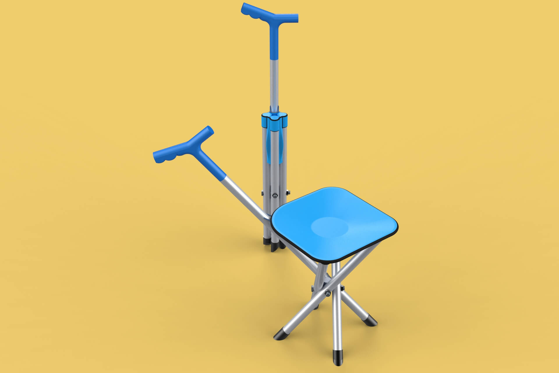 Cane Stick Chair Walker Seat Stool Pole Crutch Fold Portable - 3D Model ...