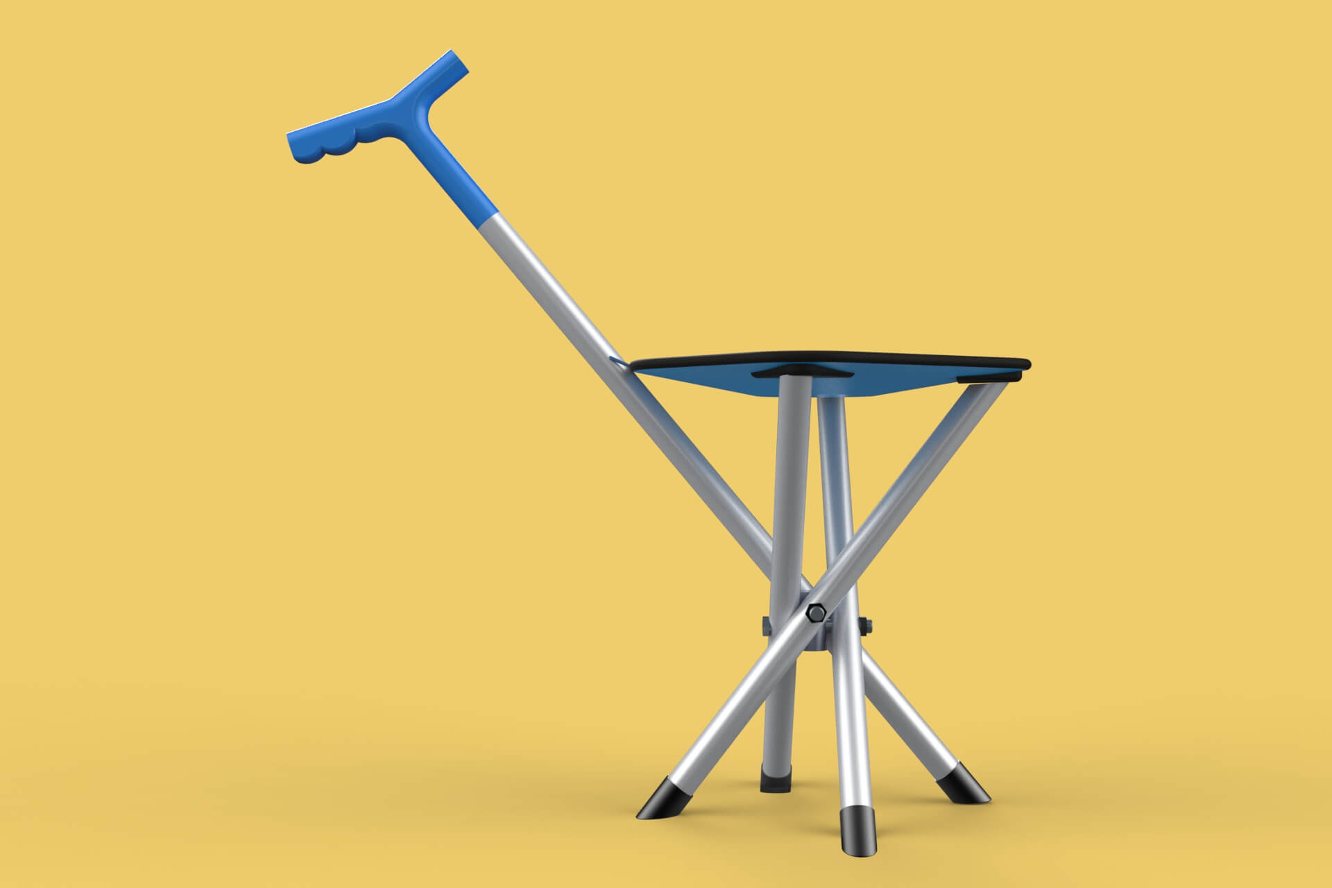 Cane Stick Chair Walker Seat Stool Pole Crutch Fold Portable - 3D Model ...